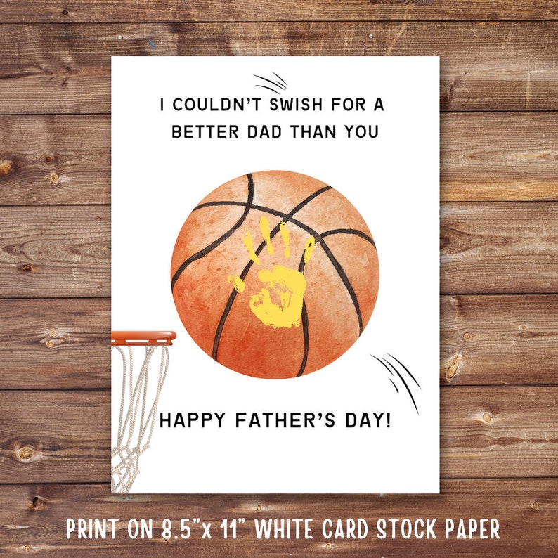 Father’s Day Handprint Craft | PRINTABLE | BASKETBALL Father’s Day ...