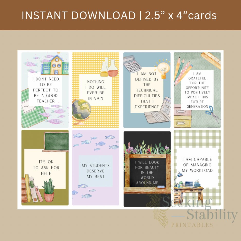 Printable Teacher Affirmation Cards | Teacher Inspiration Cards ...