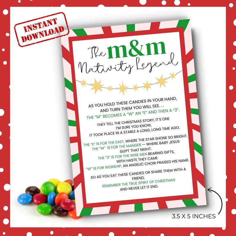 INSTANT DOWNLOAD M&M Nativity Legend Christmas Printables, Gift Tags ...