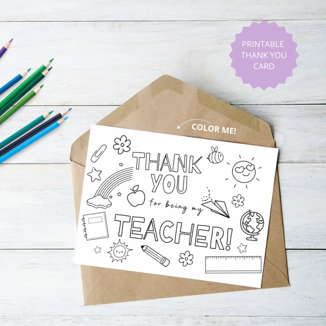 Teacher Thank You Card Printable | End of the Year Gift | Teacher ...