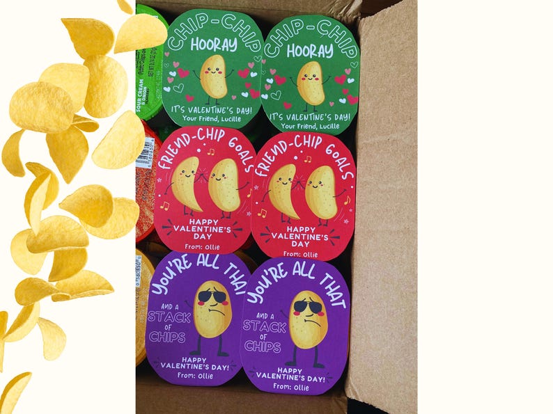 Editable Chips Kids Valentines Printable - for Snack Chip Cup, Kids ...