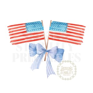 Preppy American Flag PNG Preppy Bow Flag Watercolor Grandmillenial ...