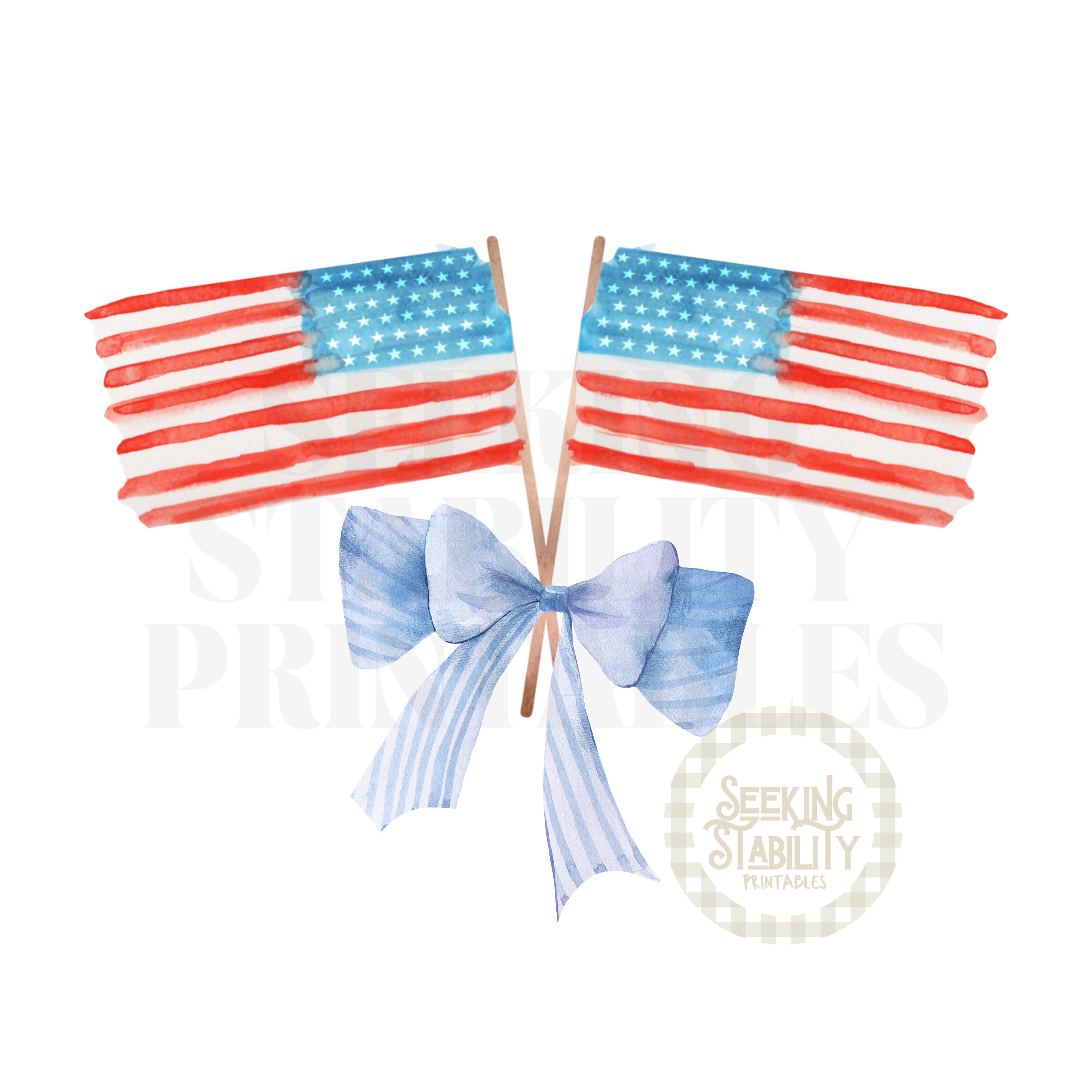 Preppy American Flag PNG Preppy Bow Flag Watercolor Grandmillenial ...