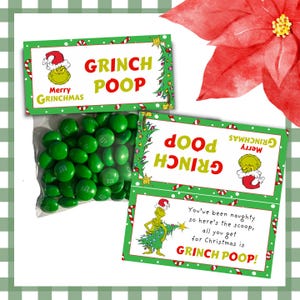 Grinch Poop Printable, Treat Bag Topper, Christmas Candy Bag Topper ...