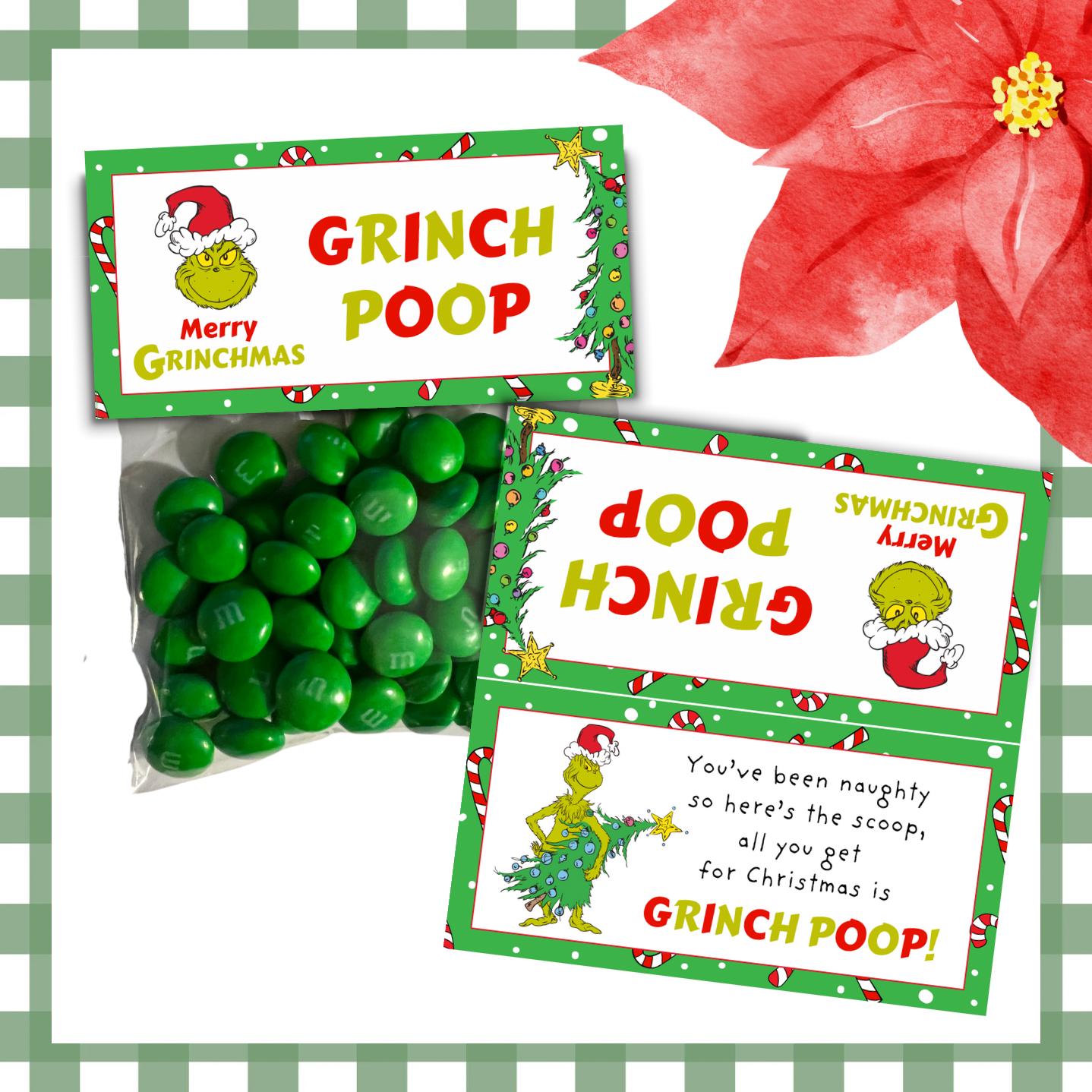 Grinch Poop Printable, Treat Bag Topper, Christmas Candy Bag Topper ...