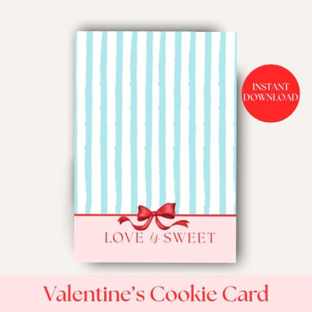 Valentine's Day Mini Cookie Card, Printable Valentine (instant Download ...