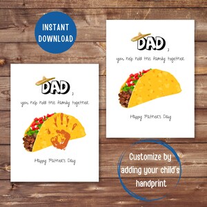 Father’s Day Handprint Art Craft | PRINTABLE | TACO NIGHT Dad Craft ...