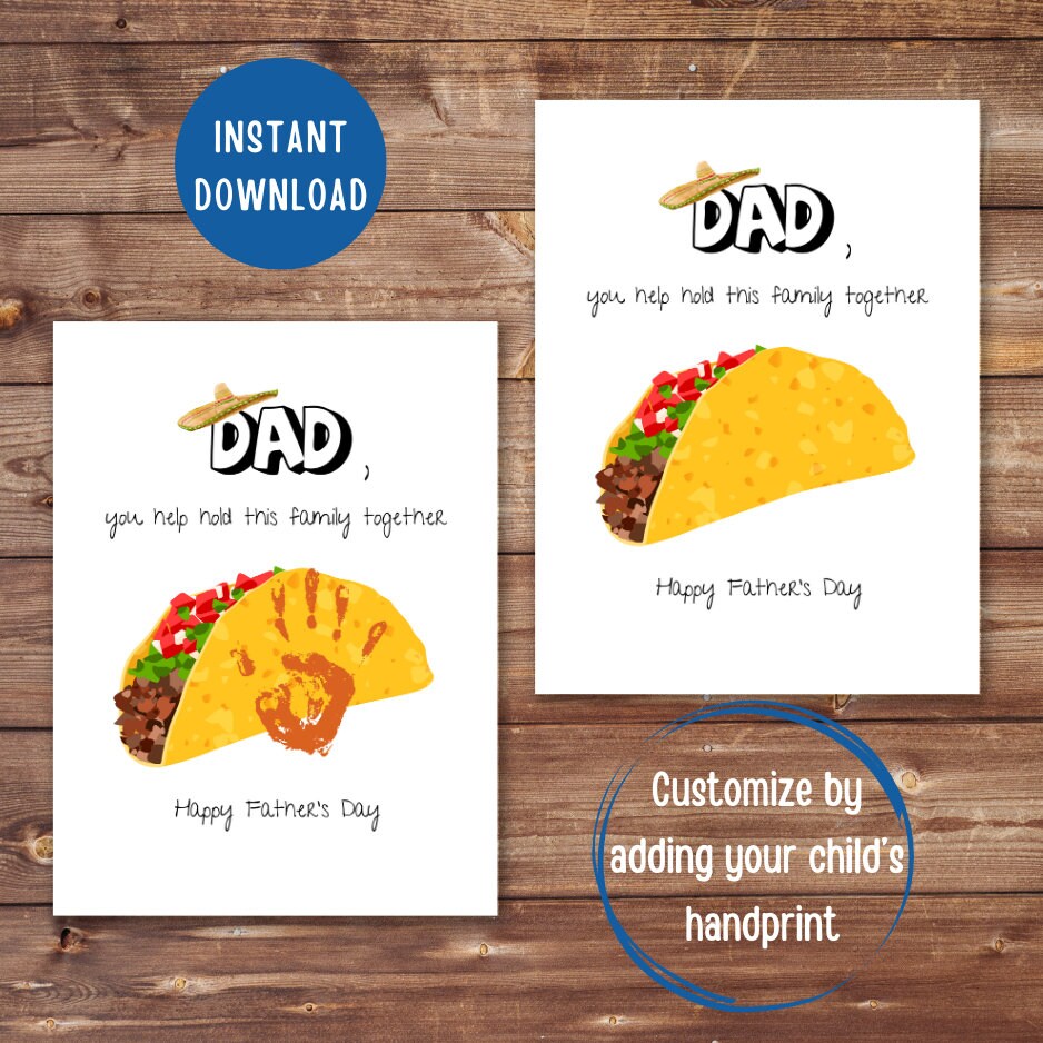 Father’s Day Handprint Art Craft | PRINTABLE | TACO NIGHT Dad Craft ...
