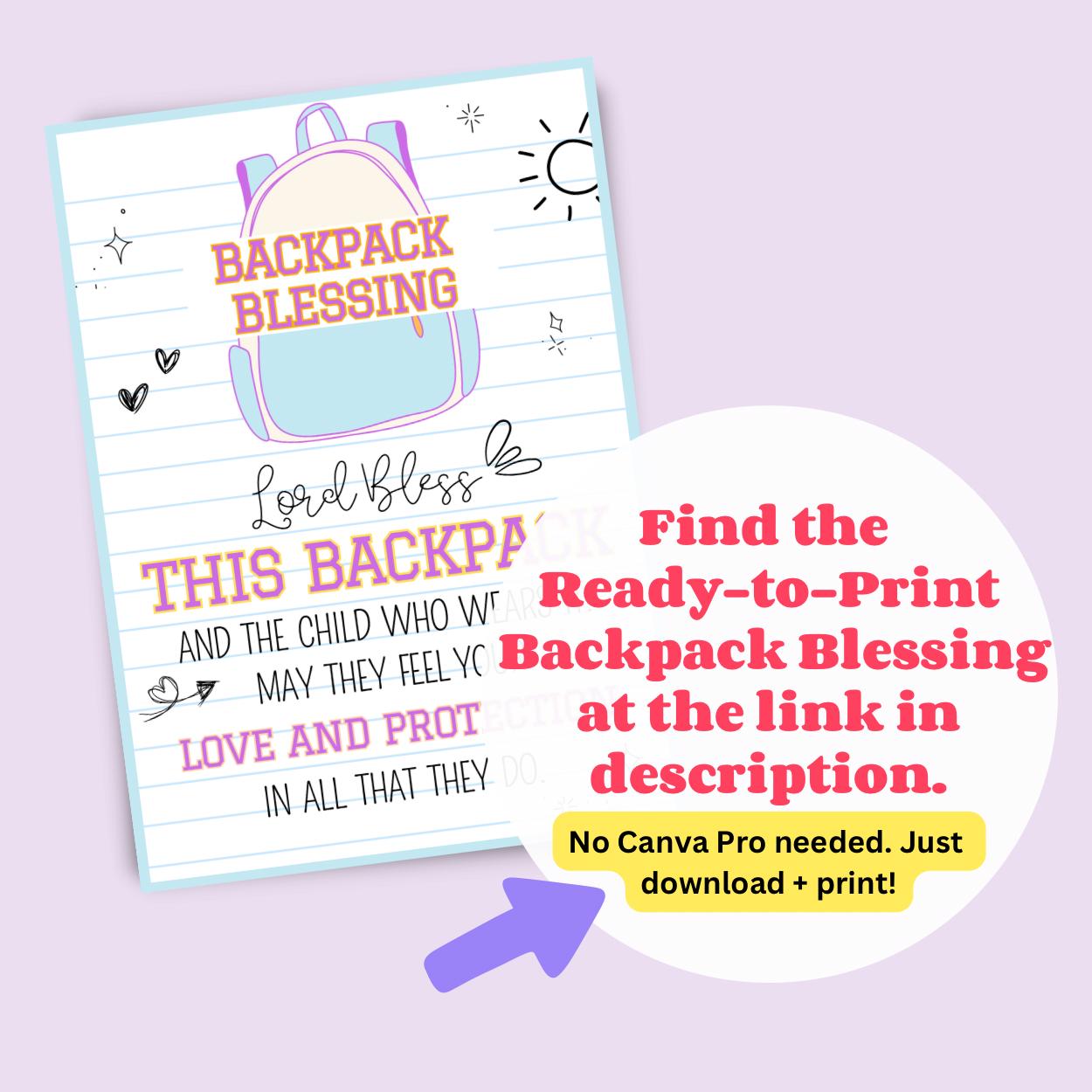 Editable Backpack Blessing Tag | Church Printable | Religious Tags ...