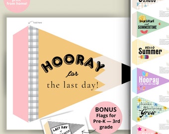 Last Day of School Pennant Flags | Last Day of School Prop Pennant ...