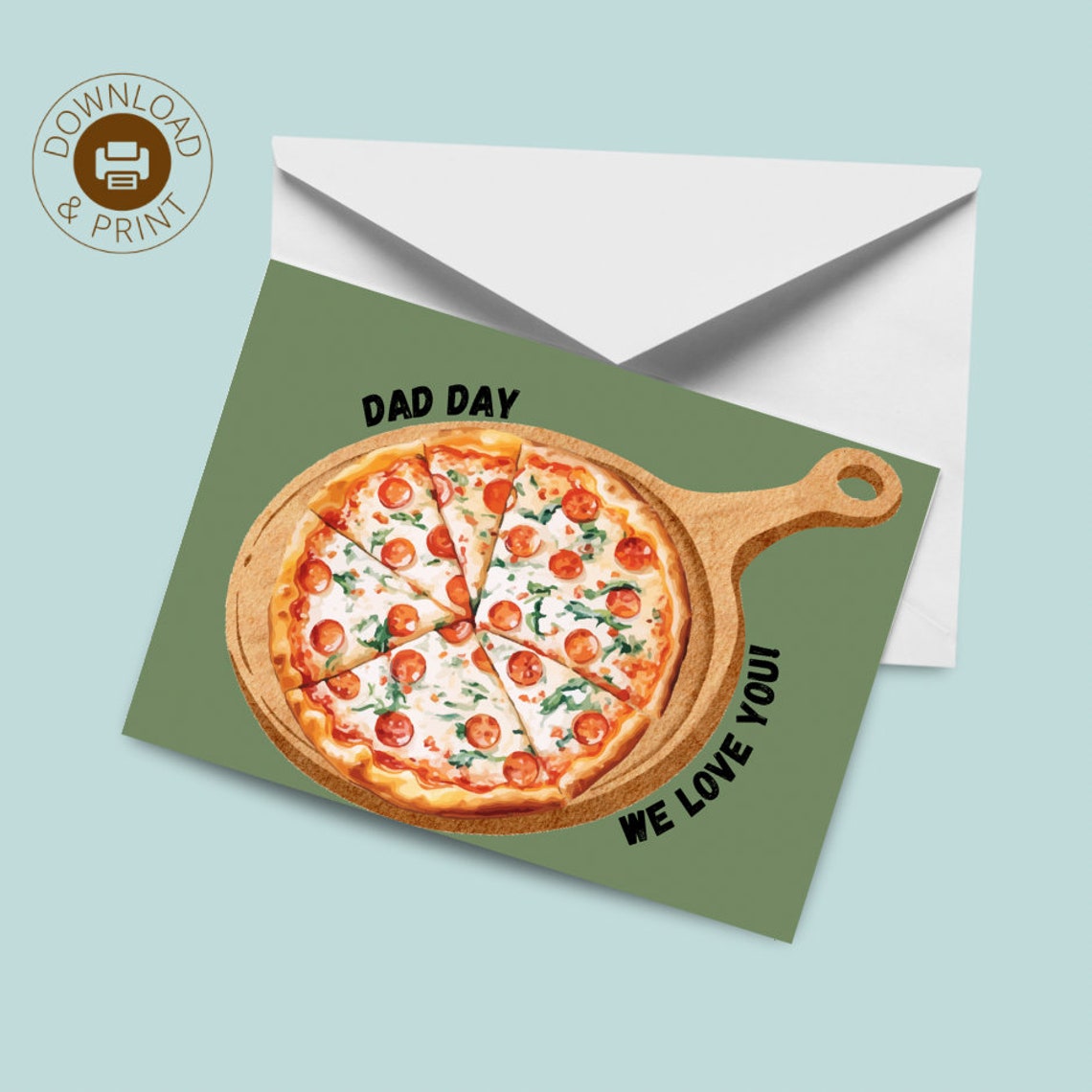 Happy Father’s Day Card Printable | Pizza Father’s Day Card | Instant ...
