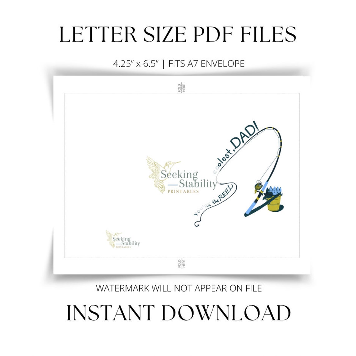 Fishing Printable Father’s Day Card | You’re the REEL Coolest, Dad ...