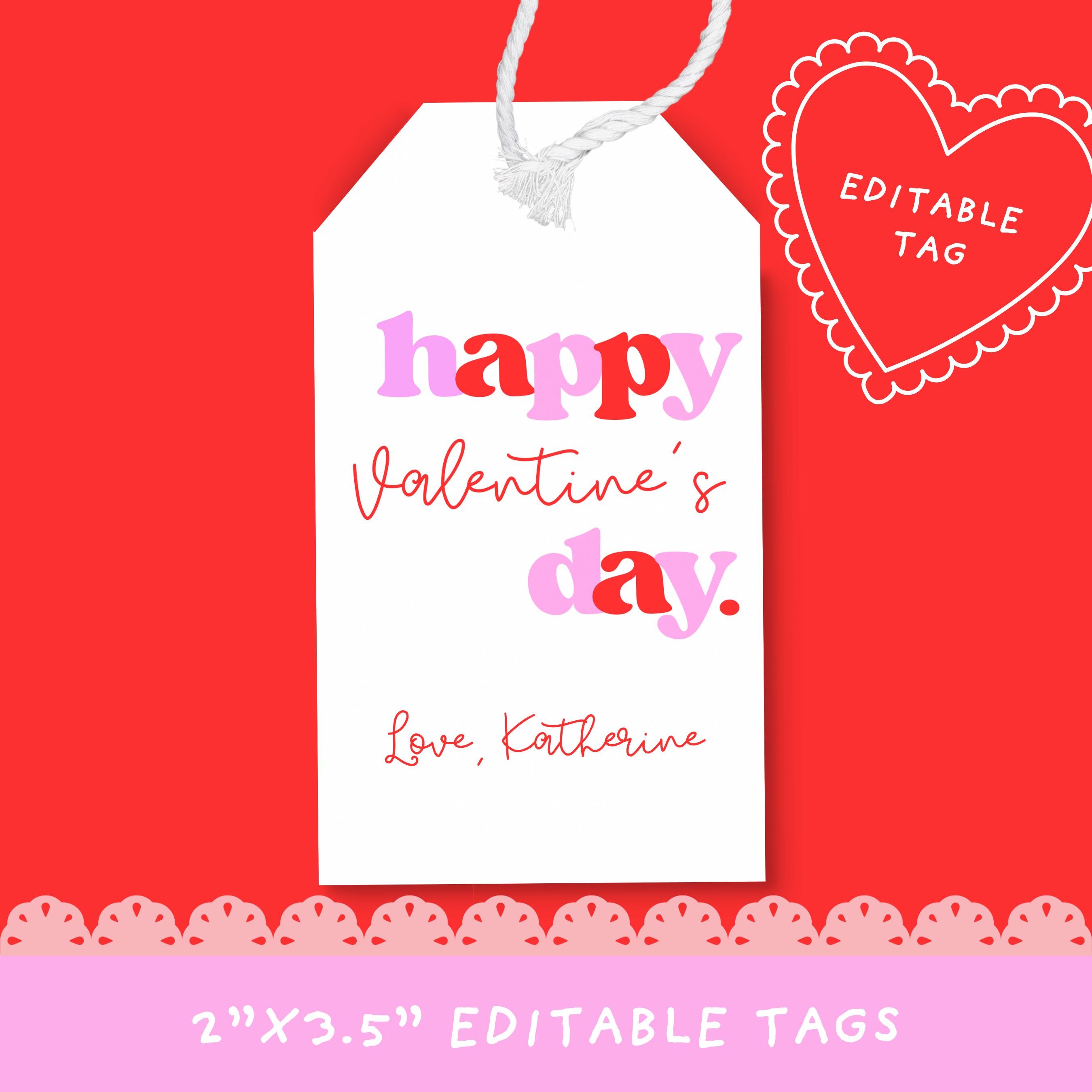 Editable Valentine's Day Tag Printable, Valentine's Day Hang Tag ...