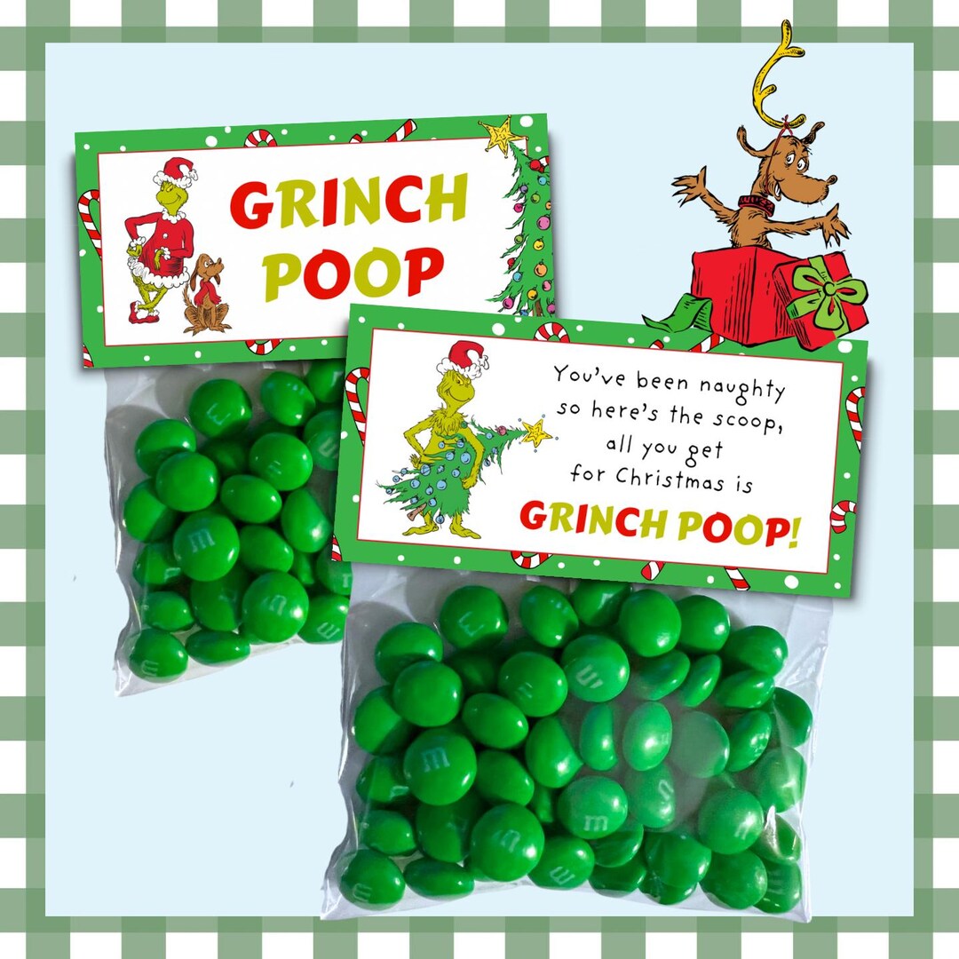 Grinch Poop Printable, Treat Bag Topper, Christmas Candy Bag Topper ...