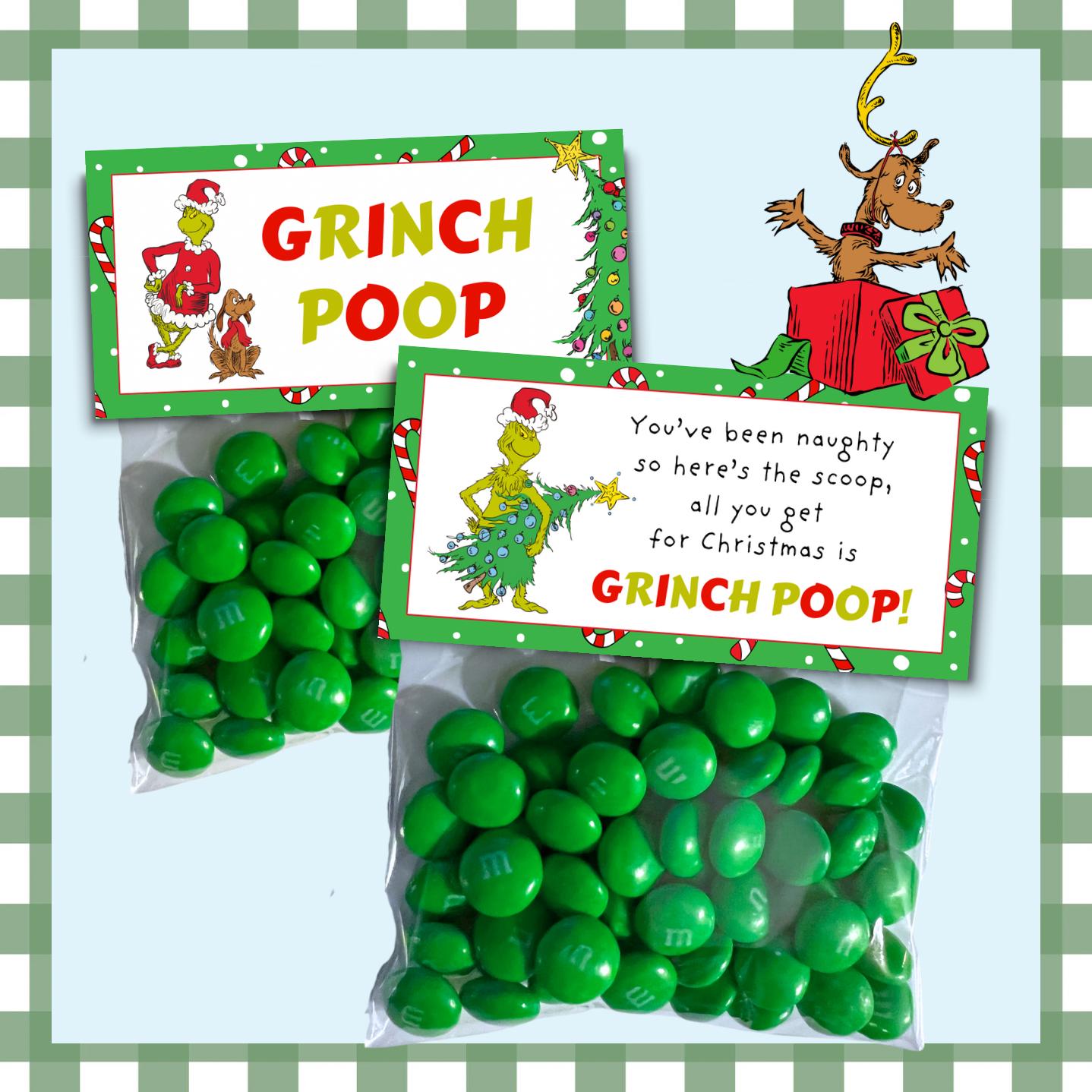 Grinch Poop Printable, Treat Bag Topper, Christmas Candy Bag Topper ...