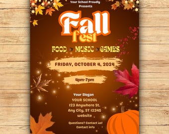 EDITABLE Fall Fest Flyer Template, Community Event, Autumn Flyer, Fall ...