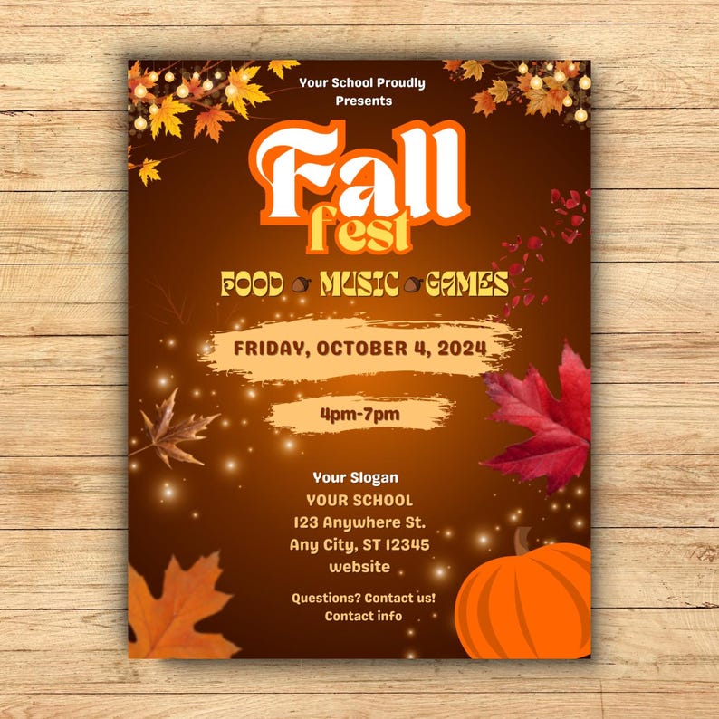 EDITABLE Fall Fest Flyer Template, Fall Carnival Autumn Flyer, Fall ...