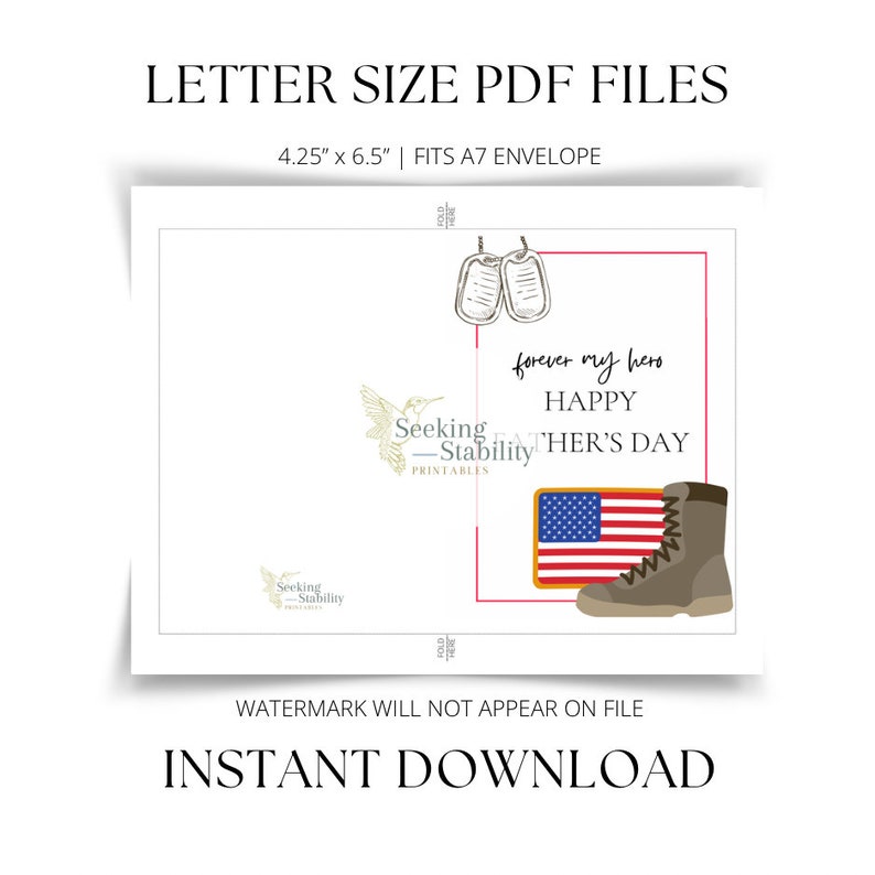 Military Father’s Day Card Printable | Forever My Hero Father’s Day ...