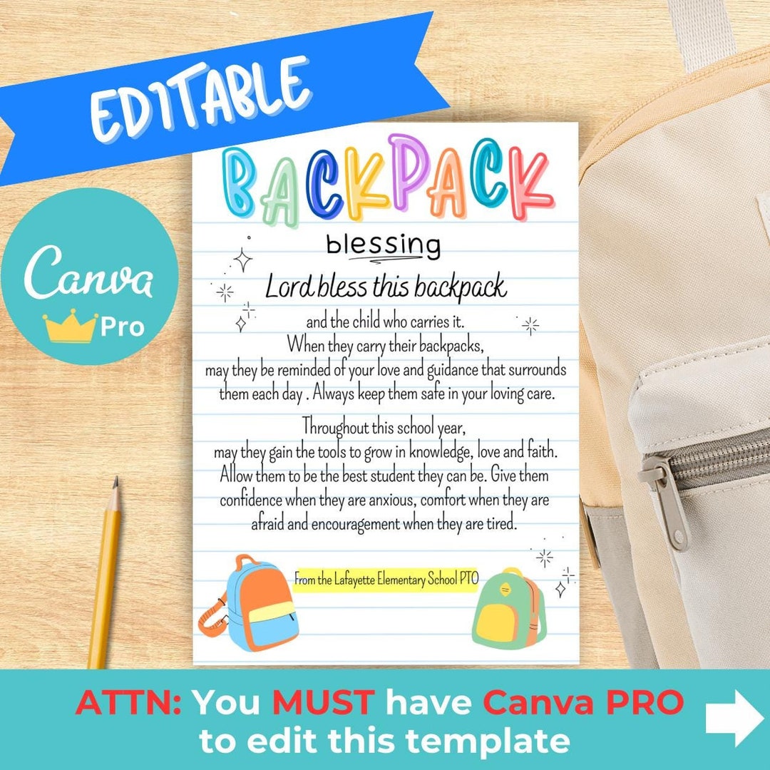 Editable Backpack Blessing Tag | Church Printable | Religious Tags ...