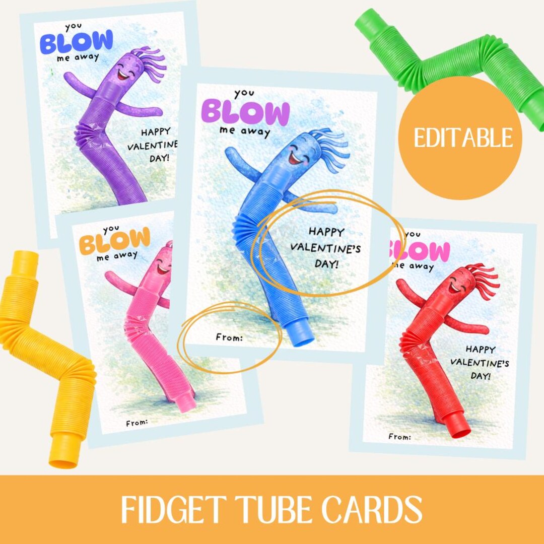 PRINTABLE Fidget Tube Valentine Printable, Non Candy Valentine, School ...