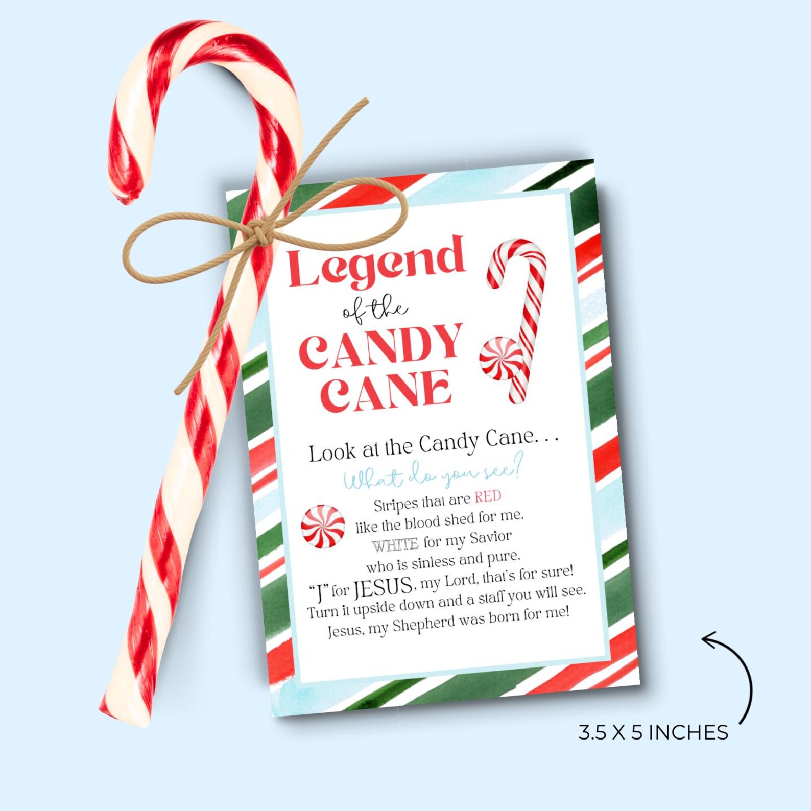 Legend of the Candy Cane Printable Tag,candy Cane Poem, Christmas Tags ...
