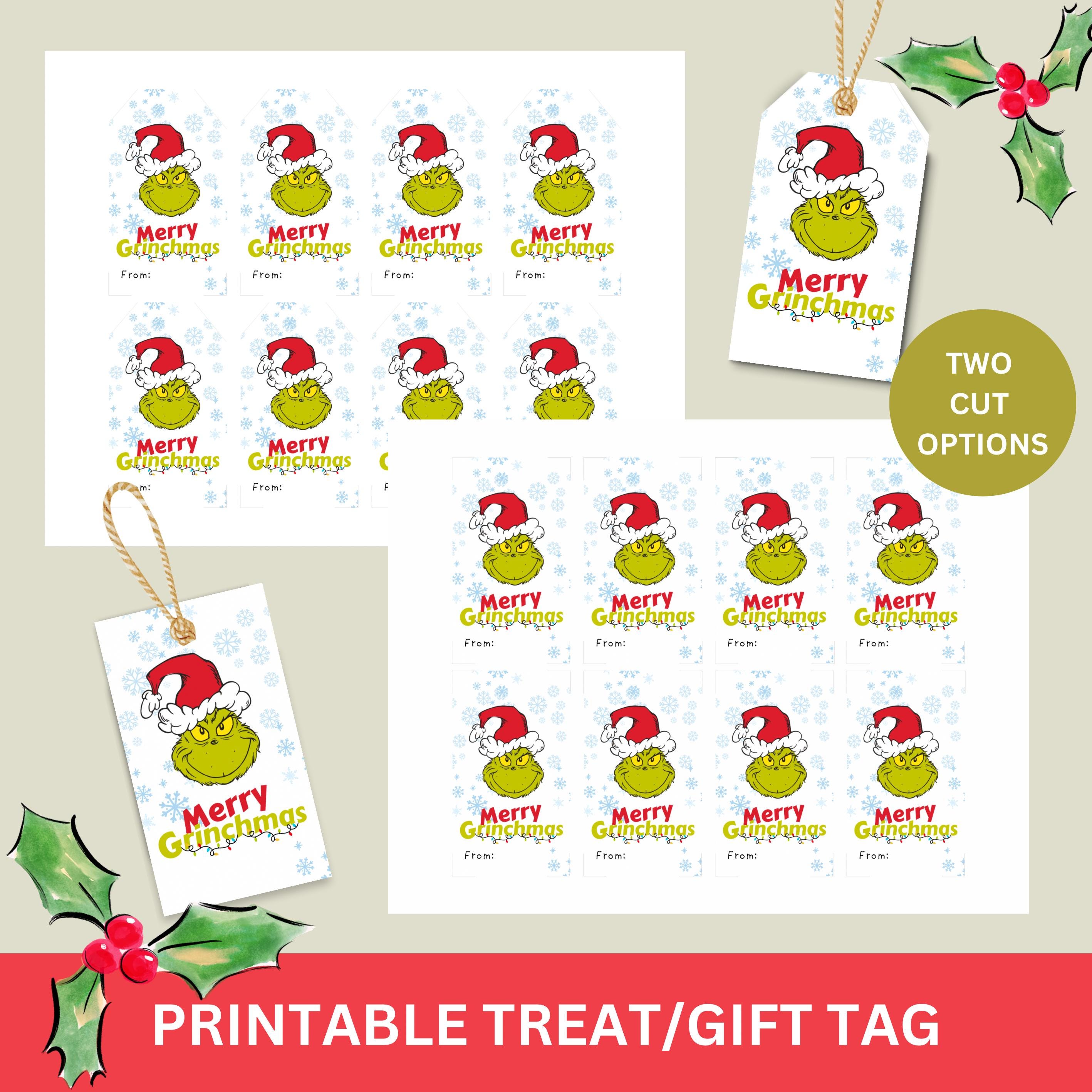 EDITABLE Grinch Treat Gift Tag, Christmas Candy Bag Topper, Merry ...