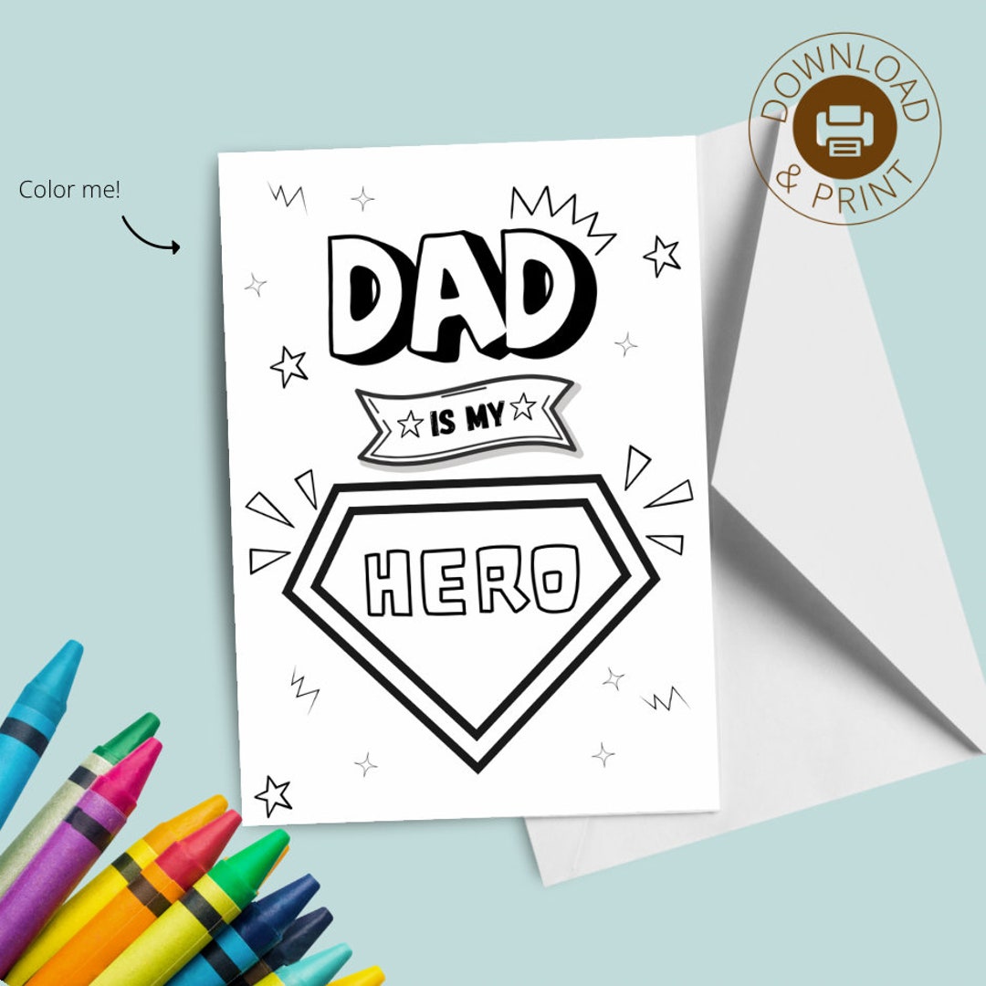Father's Day Color Card | Dad is My Hero (instant Download) - Etsy