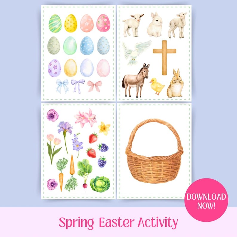 Easter Basket Craft Activity, Spring Christian Jesus Printable (digital ...