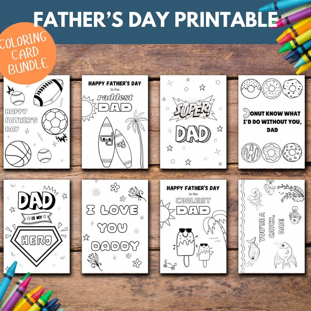 Father’s Day COLORING CARD BUNDLE | Gift for Dad From Kids| Diy ...
