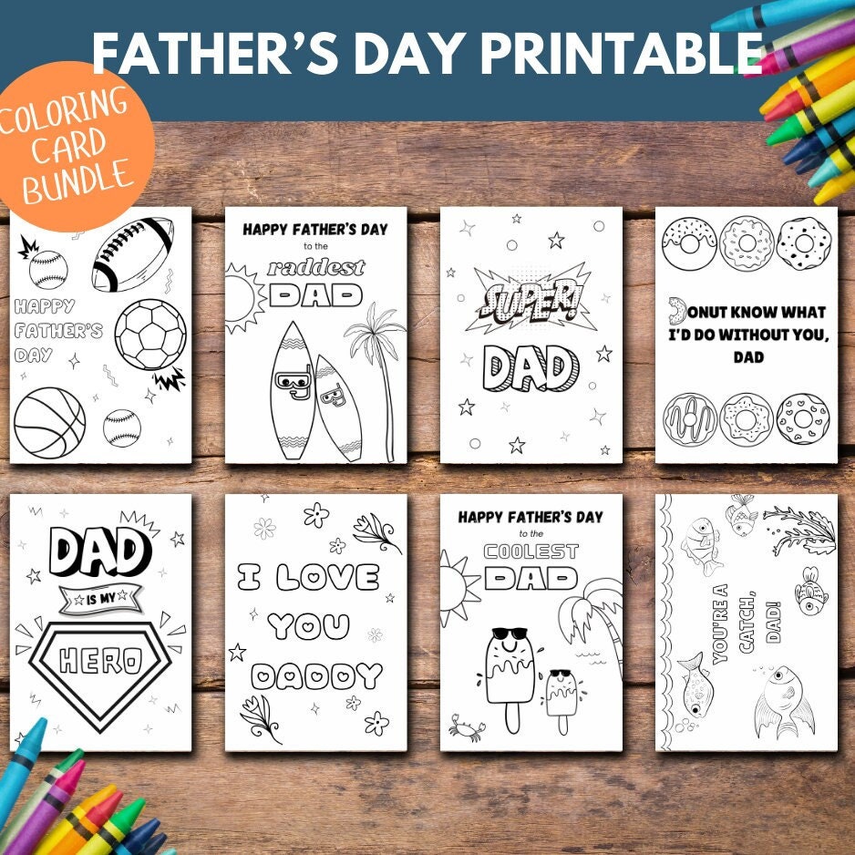 Father’s Day COLORING CARD BUNDLE | Gift for Dad From Kids| Diy ...