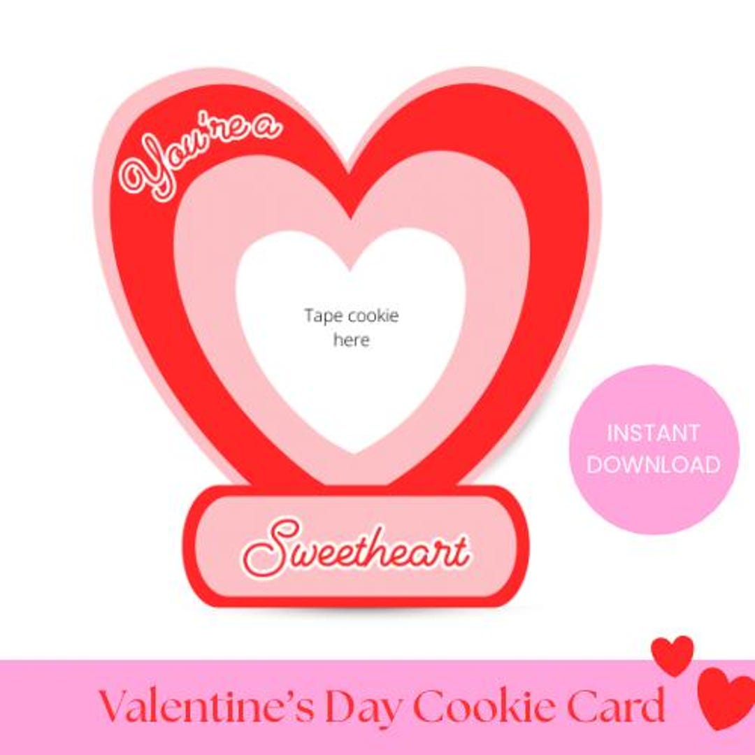 You're a Sweetheart Cookie Card, Printable Valentine's Day Gift ...