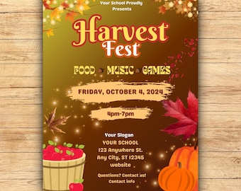 EDITABLE Fall Fest Flyer Template, Community Event, Autumn Flyer, Fall ...