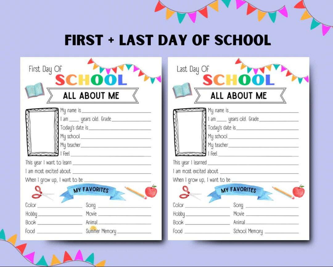 First and Last Day of School Printable Back to School Questionnaire ...