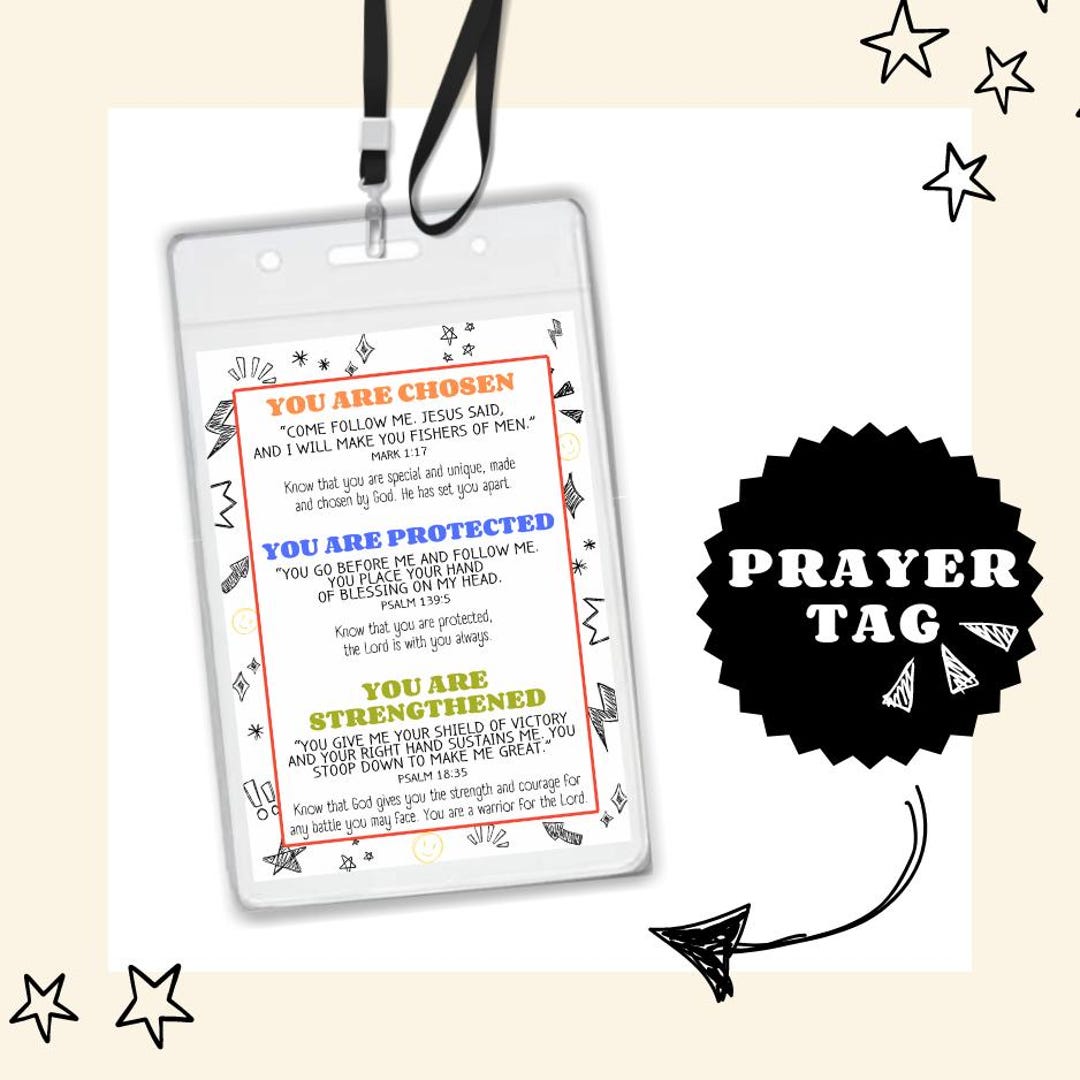 Prayer Tag | Backpack Blessings Tag | Church Printable | Religious Tags ...