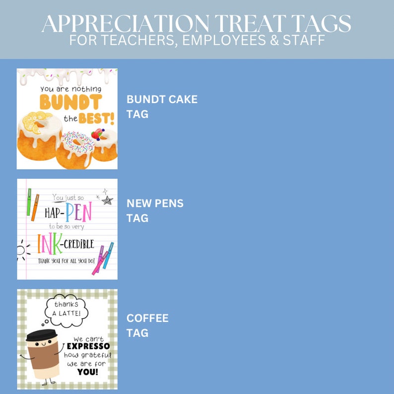 Appreciation Tags Bundle Thank You Treat Tags Teacher Appreciation Week ...