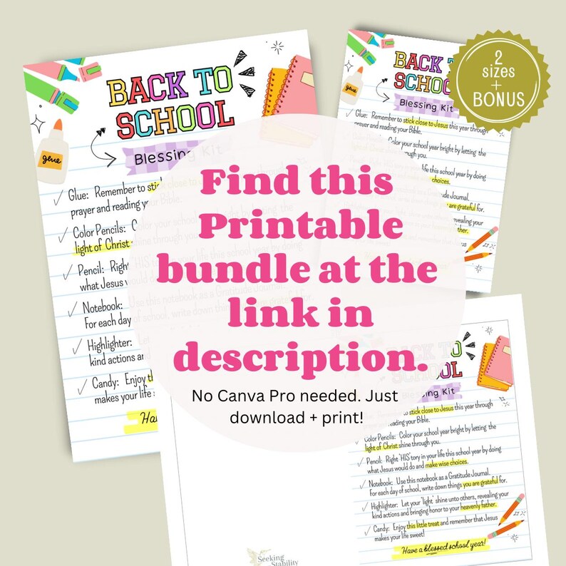 EDITABLE Back to School Blessing Kit | Back to School Prayer Gift Tag ...