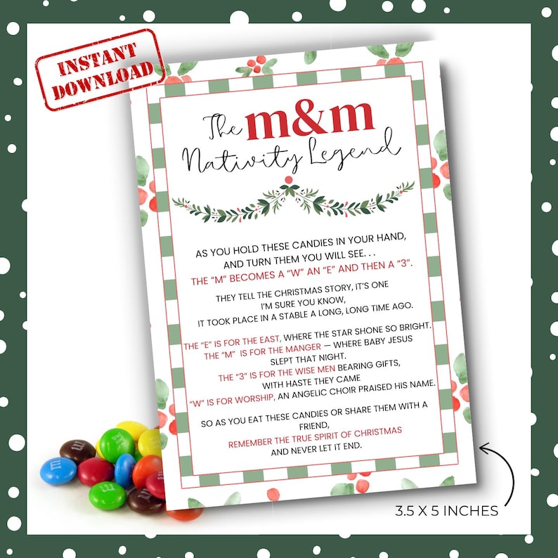 INSTANT DOWNLOAD M&M Nativity Legend Christmas Printables, Gift Tags ...