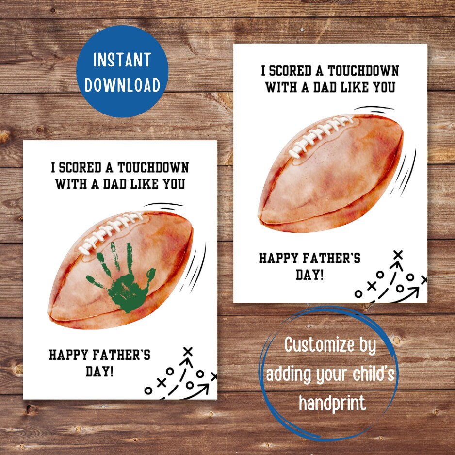 Father’s Day Handprint Craft | PRINTABLE | FOOTBALL Father’s Day Craft ...