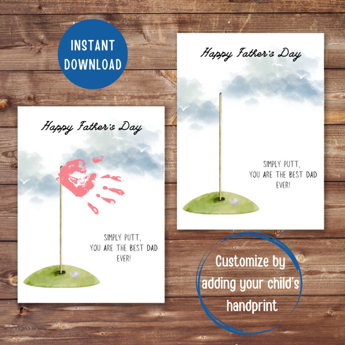 Father’s Day Handprint Craft | PRINTABLE | GOLF Father’s Day Craft ...