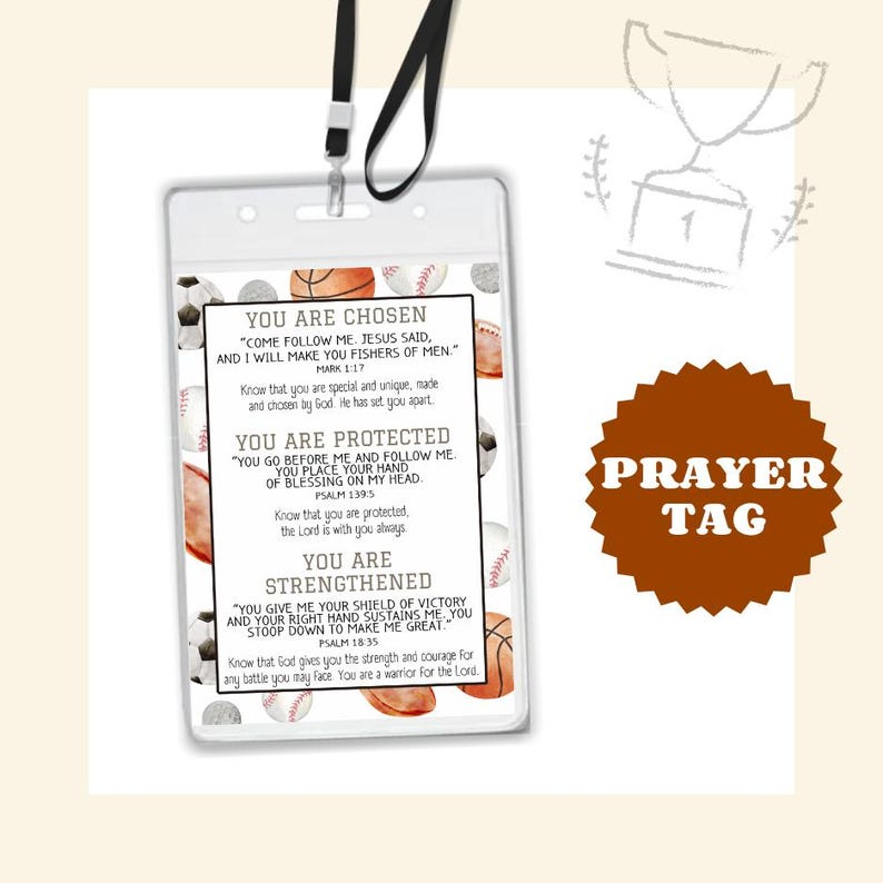 Prayer Tag | Backpack Blessings Tag | SPORTS Prayer Tag | Church ...