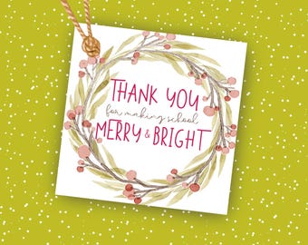 Thank You for Making School Merry & Bright Tag, Christmas Teacher ...