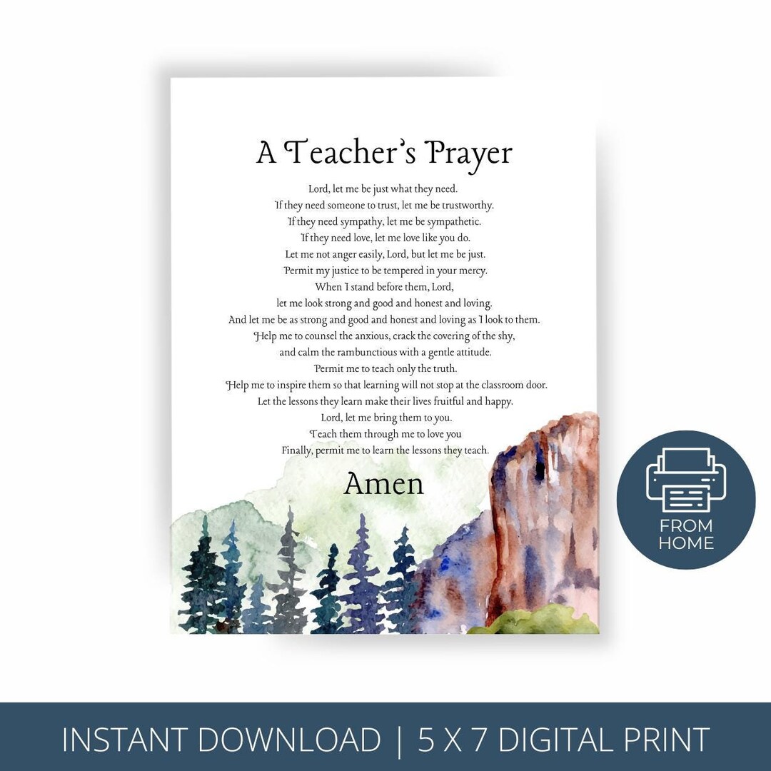 A Teacher’s Prayer Printable | Teacher Appreciation | Teacher Gift ...