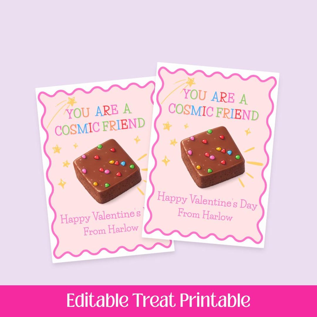 Brownie Valentine's Day Cards, Kids Classroom Printable (editable Canva ...