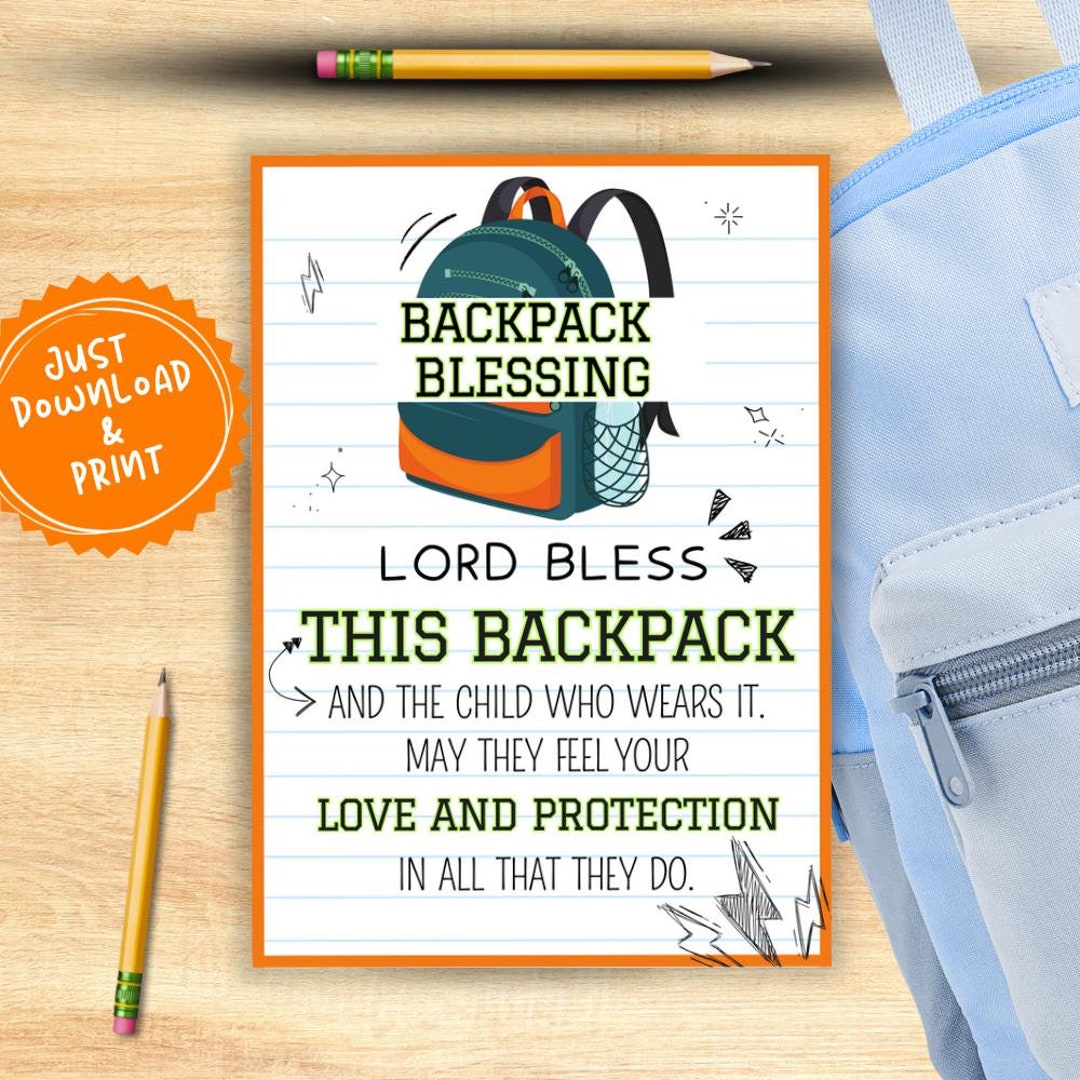 Backpack Blessings Tag for | Backpack Prayer Tag | Church Printable ...