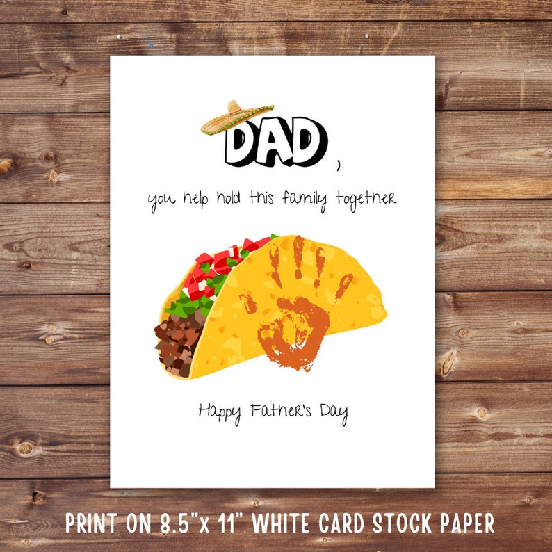 Father’s Day Handprint Art Craft | PRINTABLE | TACO NIGHT Dad Craft ...
