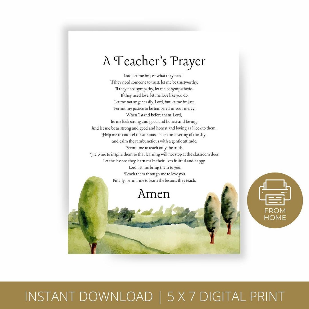 A Teacher’s Prayer Printable | Teacher Appreciation | Teacher Gift ...