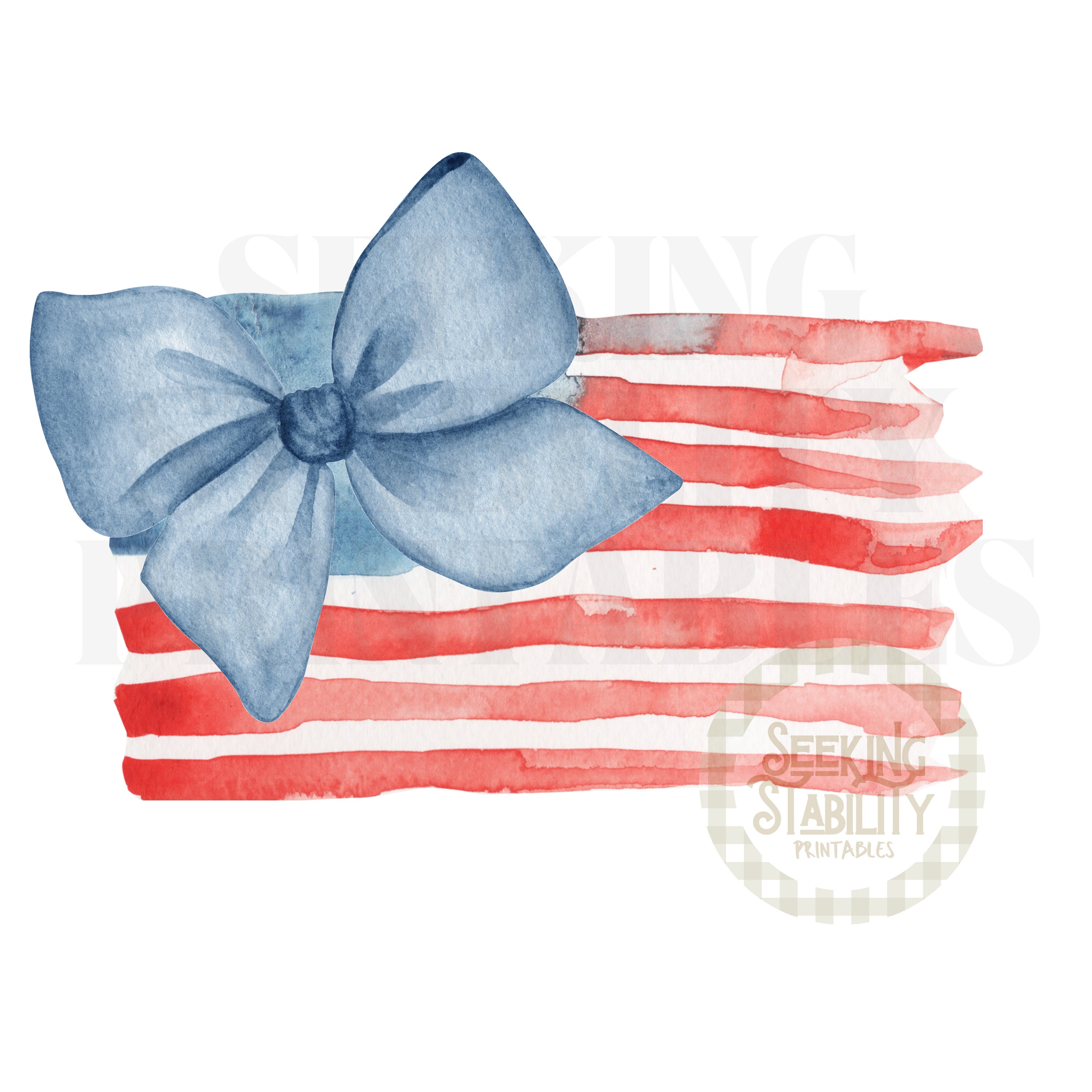 Preppy American Flag PNG | Preppy Bow Flag | Watercolor Grandmillenial ...