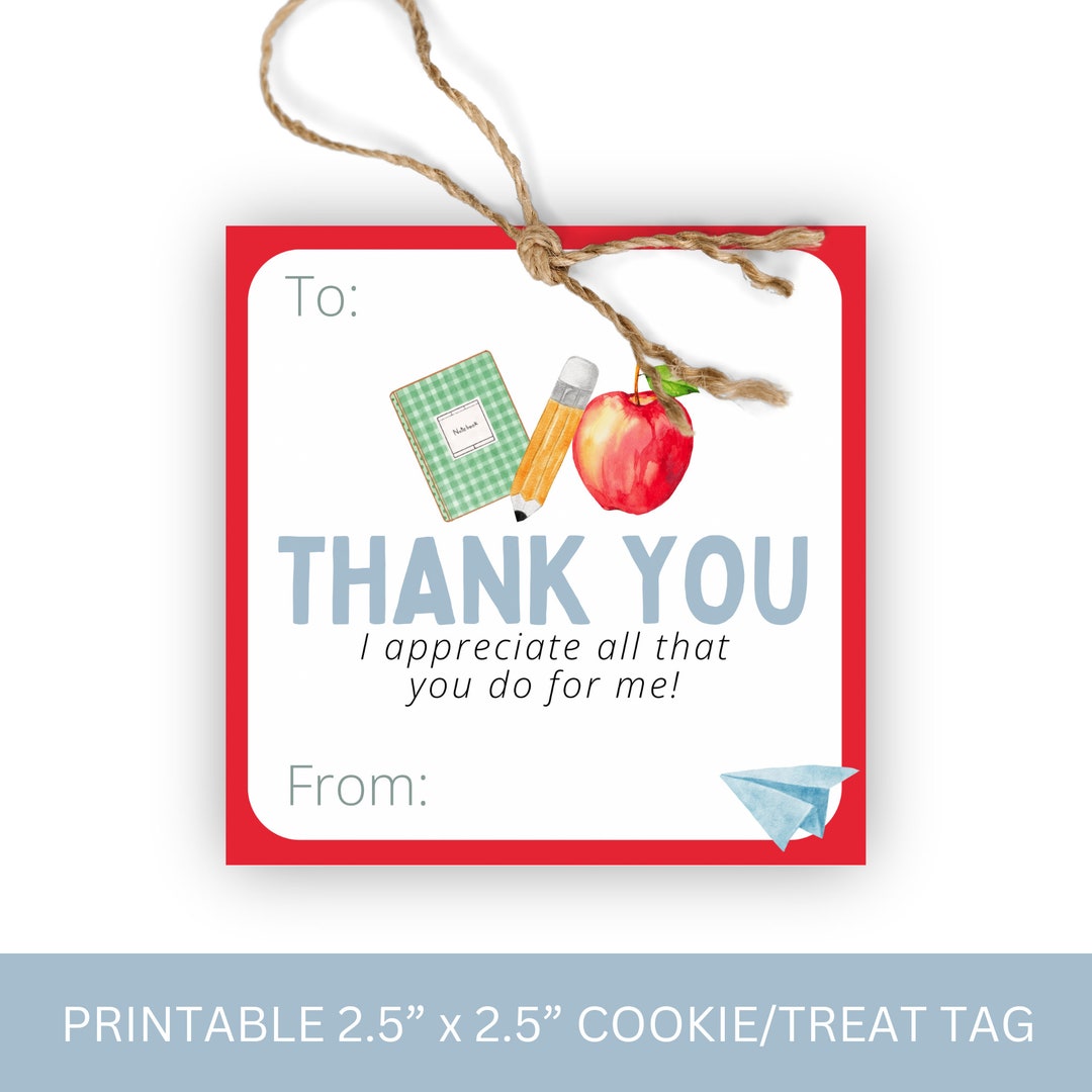 Teacher Appreciation Treat Tag: Thank You Gift (PDF + PNG) - Etsy