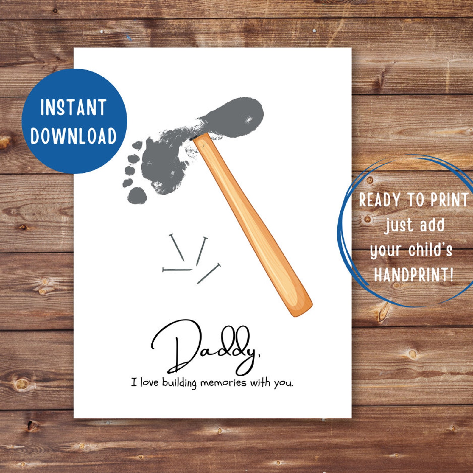 Father’s Day Footprint Craft | PRINTABLE | Gift for Dad From Kids| Diy ...