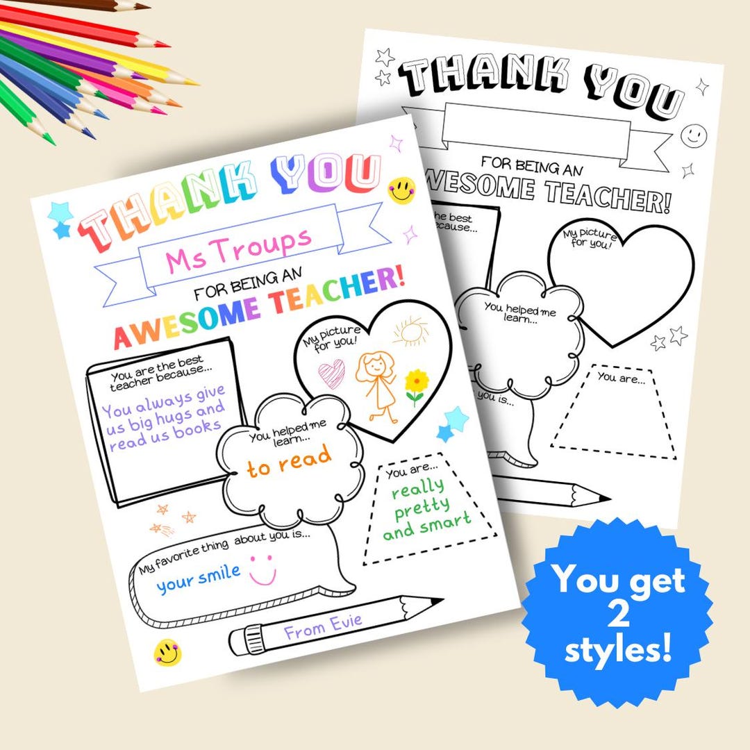 Teacher Appreciation Printable, Teacher Appreciation Week Gift, Thank ...